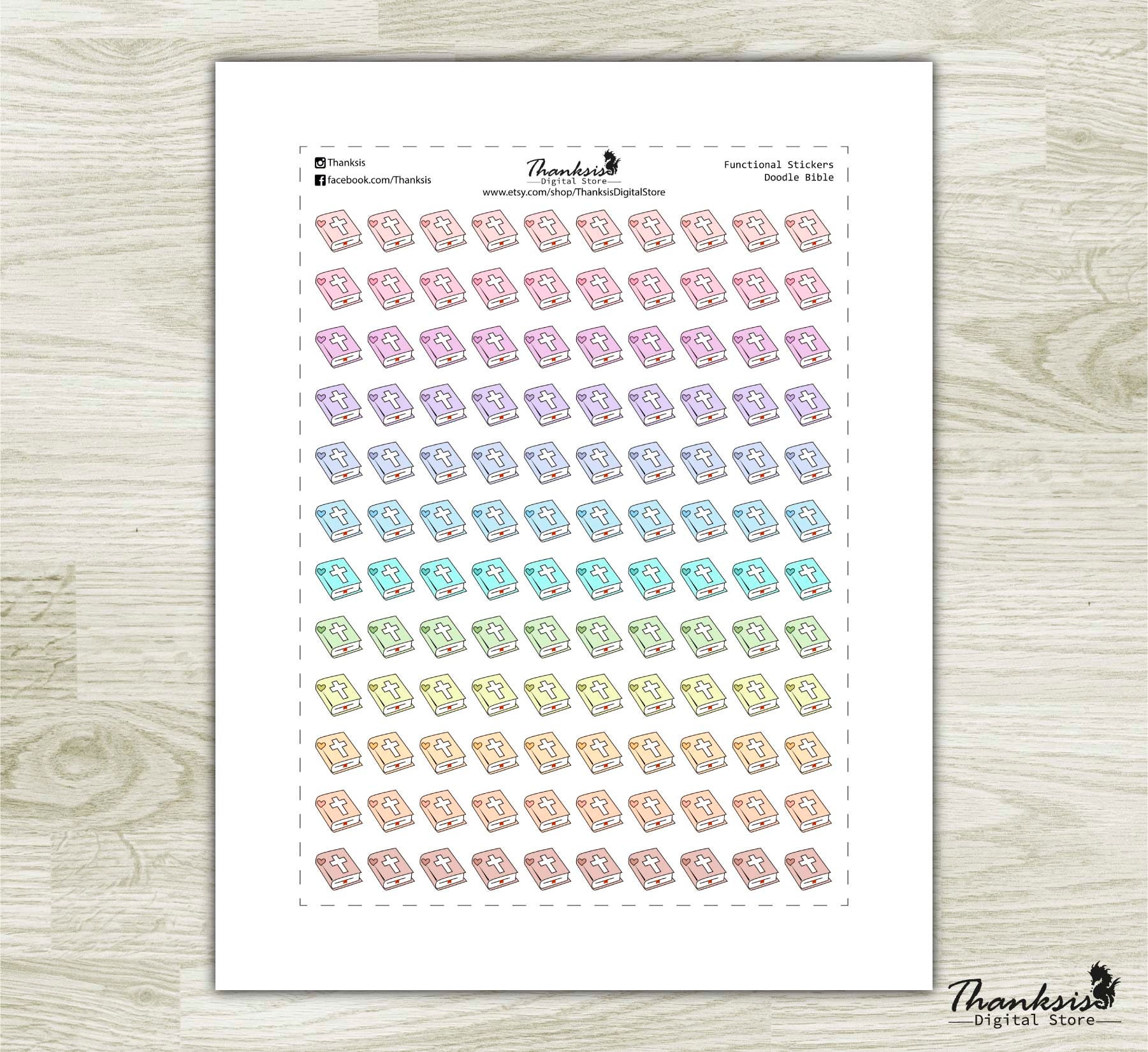 Doodle Bible Printable Planner Stickers Erin Condren Planner - Etsy