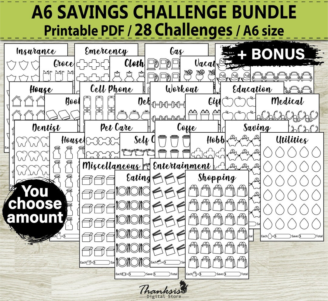 Savings Challenge Printable Money Saving Challenge Monthly Savings ...