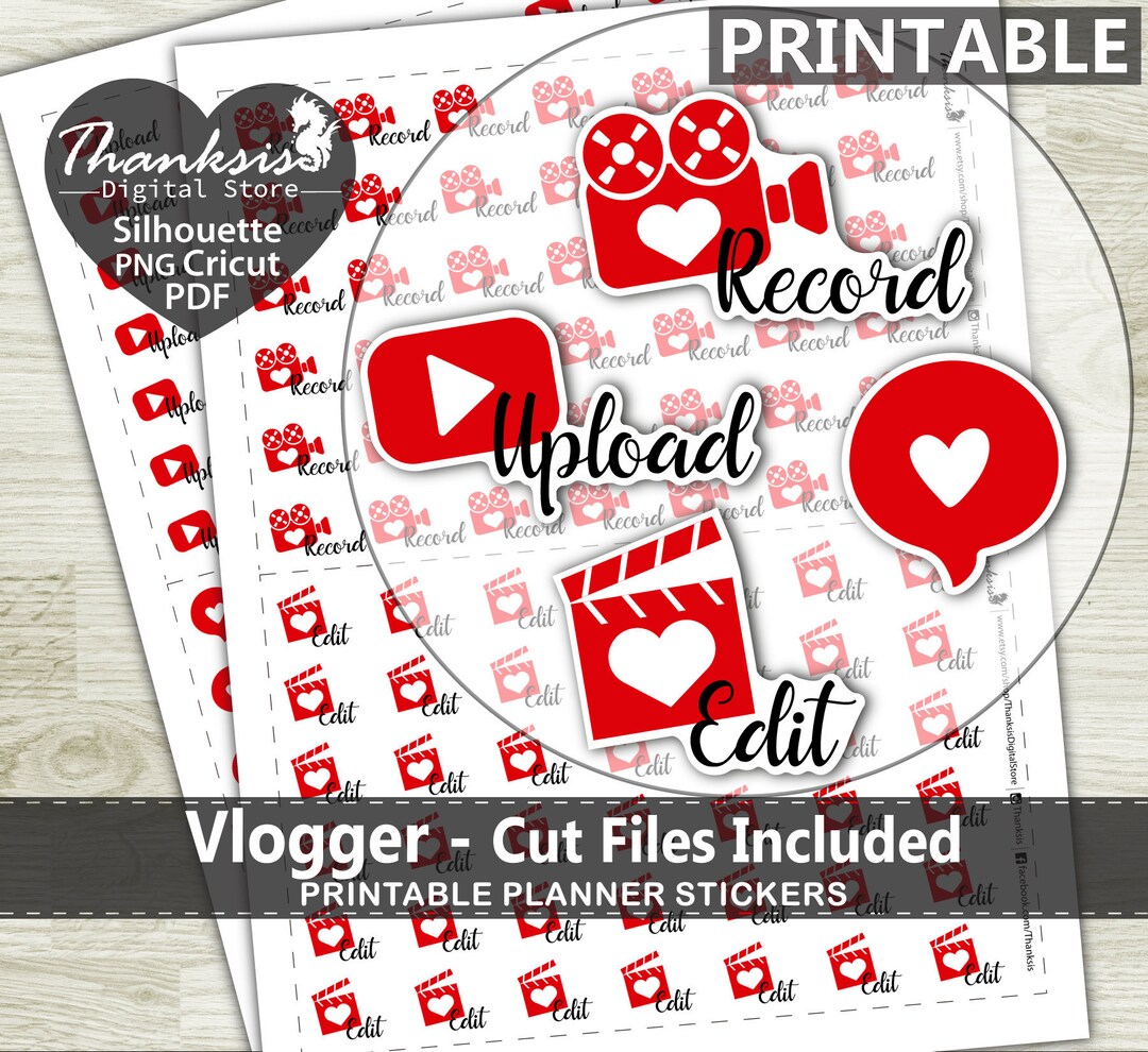 Vlogger Printable Planner Stickers, Erin Condren Planner Stickers ...
