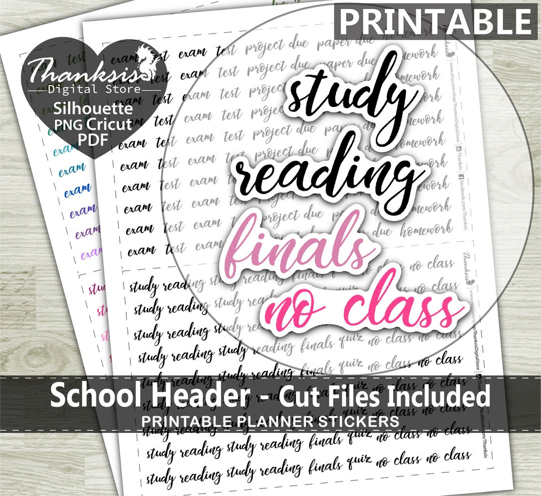 School Headers Printable Planner Stickers, Erin Condren Planner ...