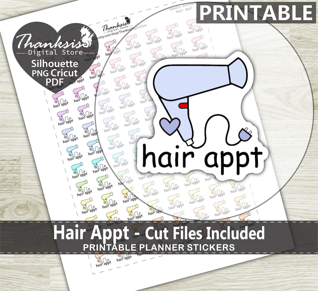 Doodle Hair Appt Printable Planner Stickers, Erin Condren Planner ...
