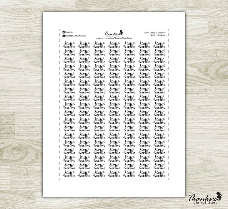 Staff Meeting Printable Planner Stickers Erin Condren Planner | Etsy