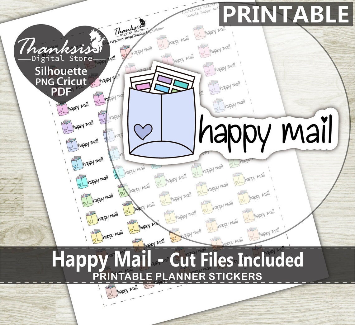 Doodle Happy Mail Printable Planner Stickers Erin Condren - Etsy