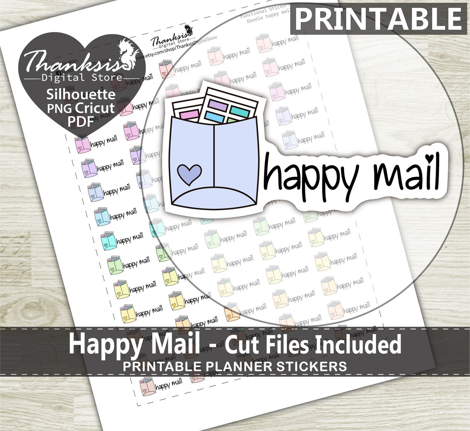 Doodle Happy Mail Printable Planner Stickers Erin Condren - Etsy
