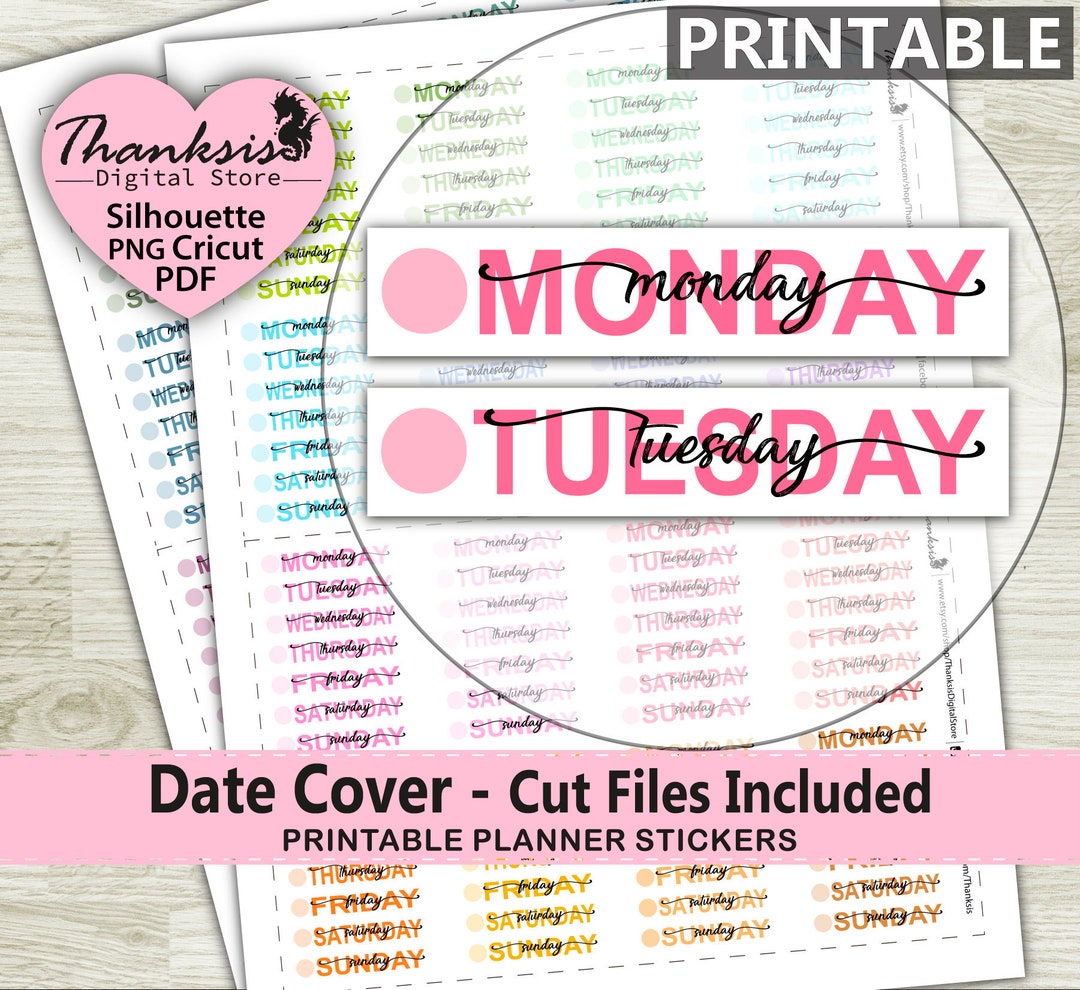 Date Cover Printable Planner Stickers, Erin Condren Planner Stickers ...