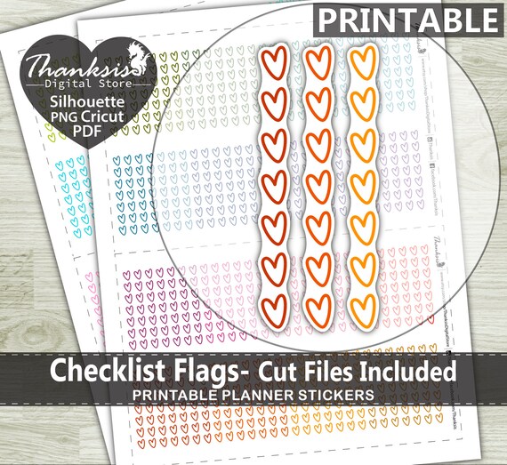 Checklist Flags Printable Planner Stickers Erin Condren - Etsy