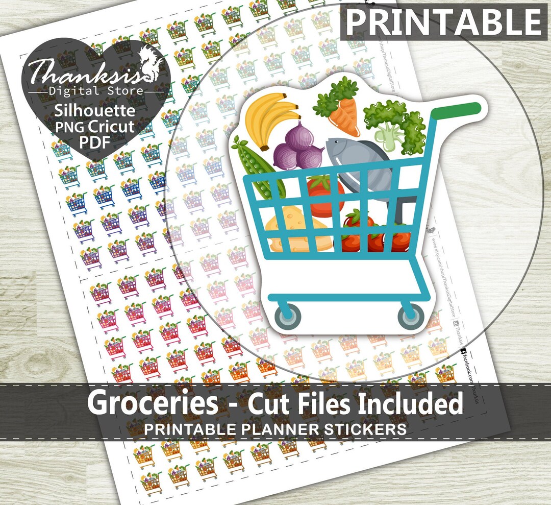 Groceries Printable Planner Stickers, Erin Condren Planner Stickers ...