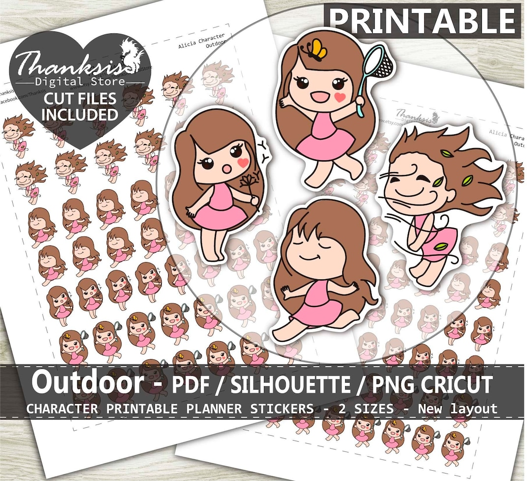 Outdoor Printable Planner Stickers Character Printable - Etsy