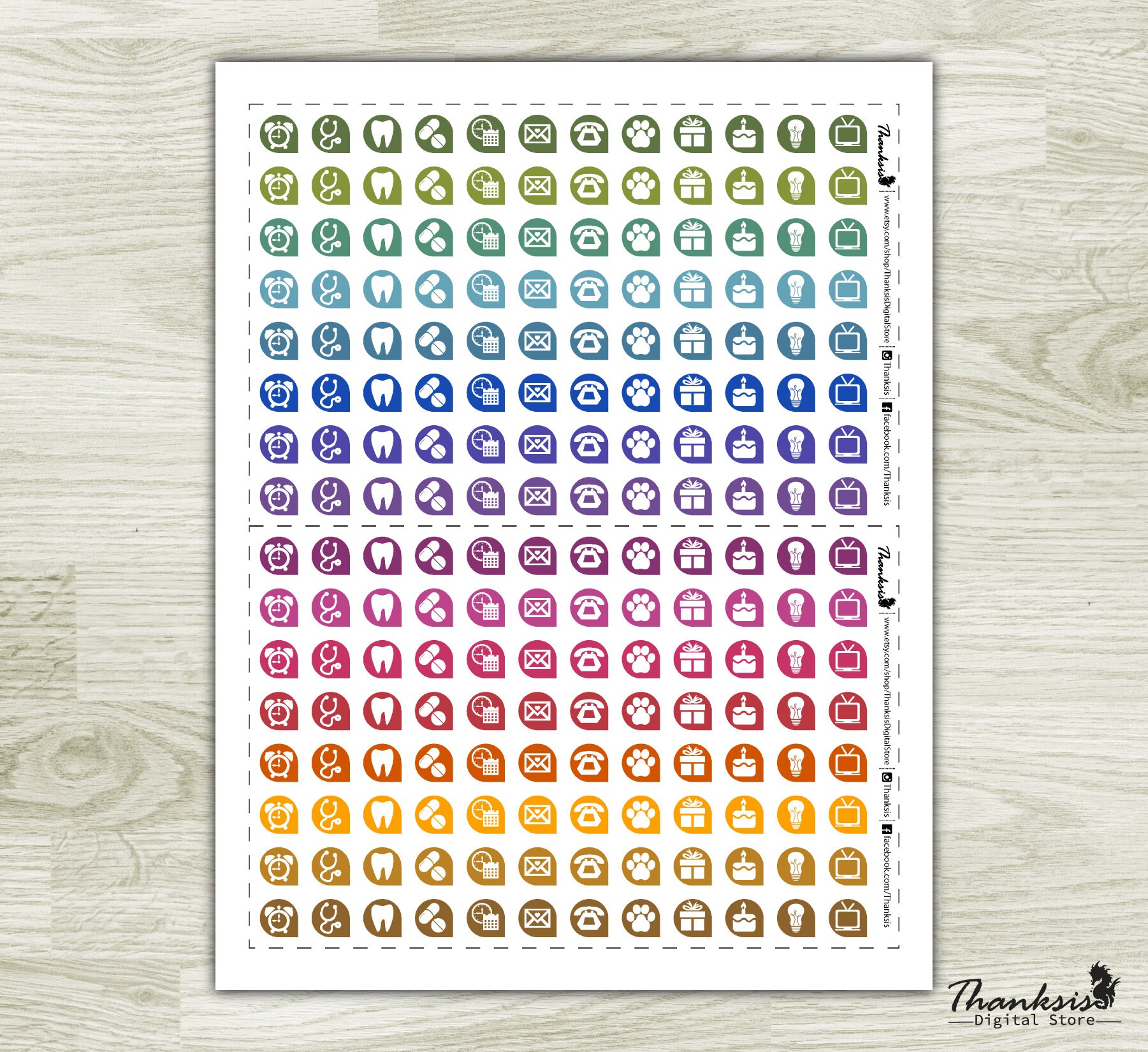 Icons Planner Printable Planner Stickers Erin Condren Planner - Etsy