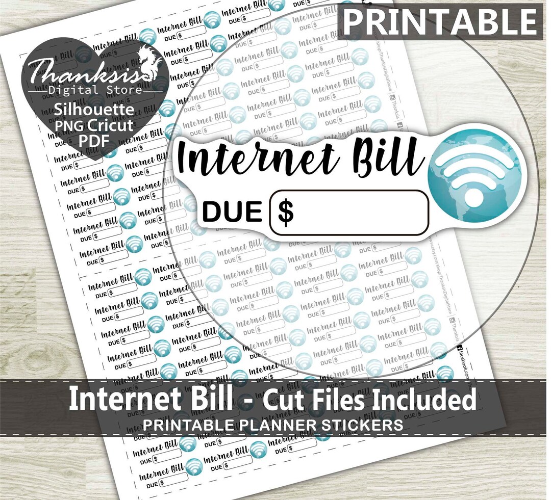 Internet Bill Printable Planner Stickers, Erin Condren Planner Stickers ...