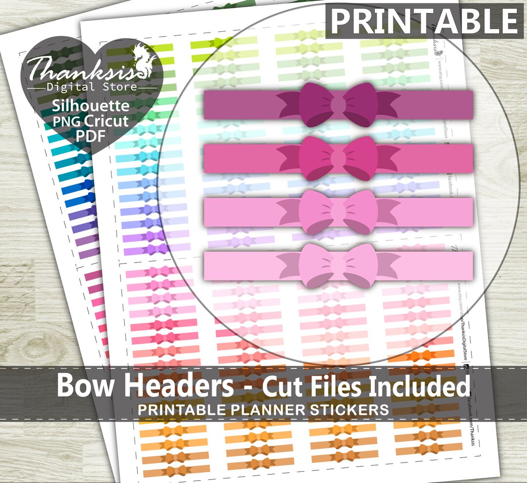 Bow Headers Printable Planner Stickers, Erin Condren Planner Stickers ...