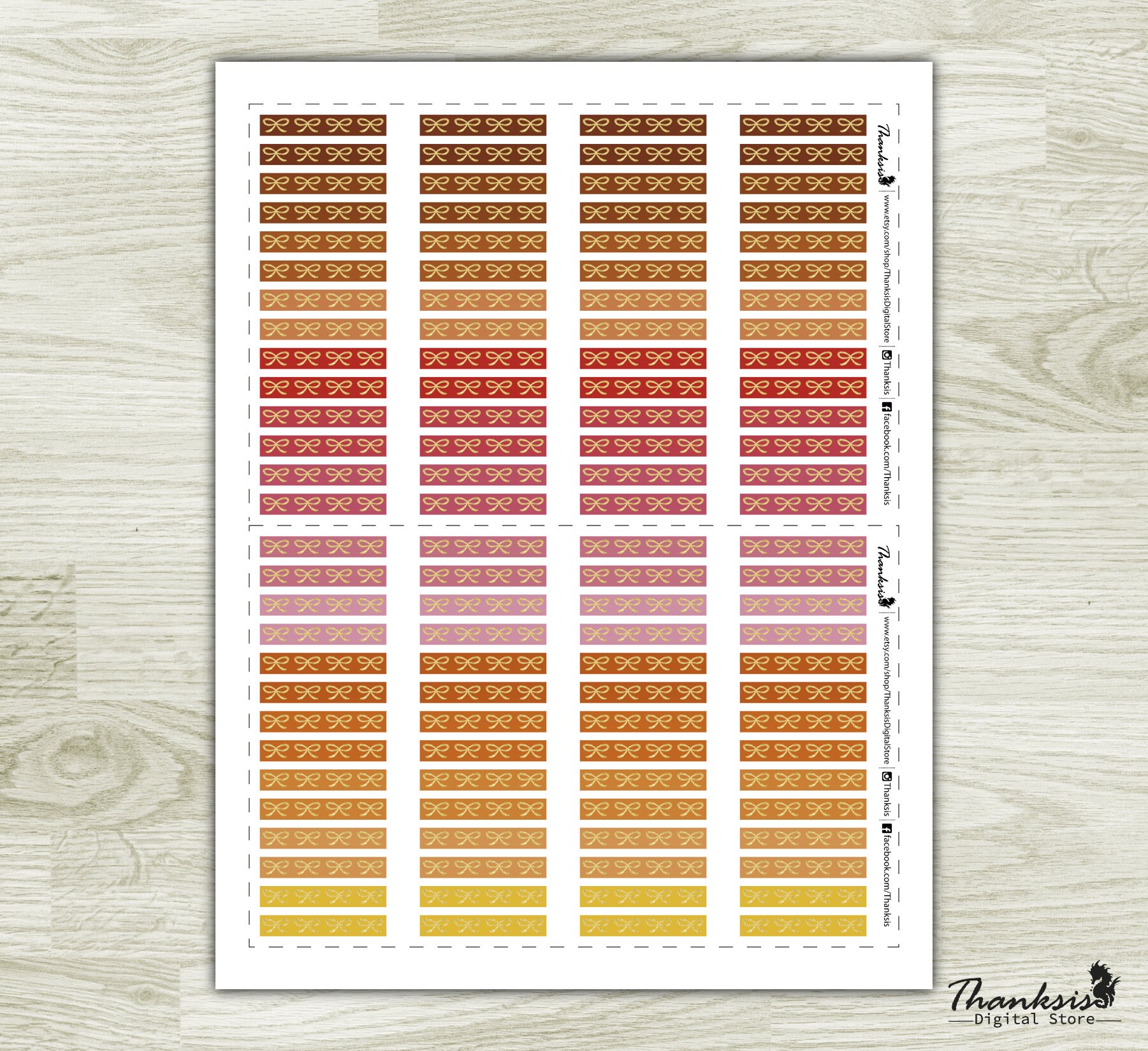 Headers Gold Bow Printable Planner Stickers Erin Condren - Etsy