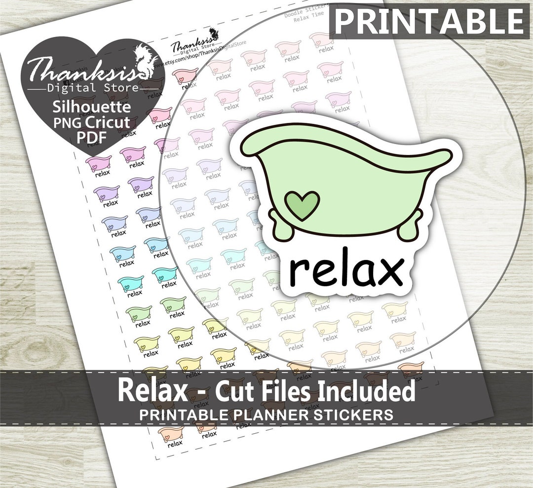 Doodle Relax Printable Planner Stickers, Erin Condren Planner Stickers ...