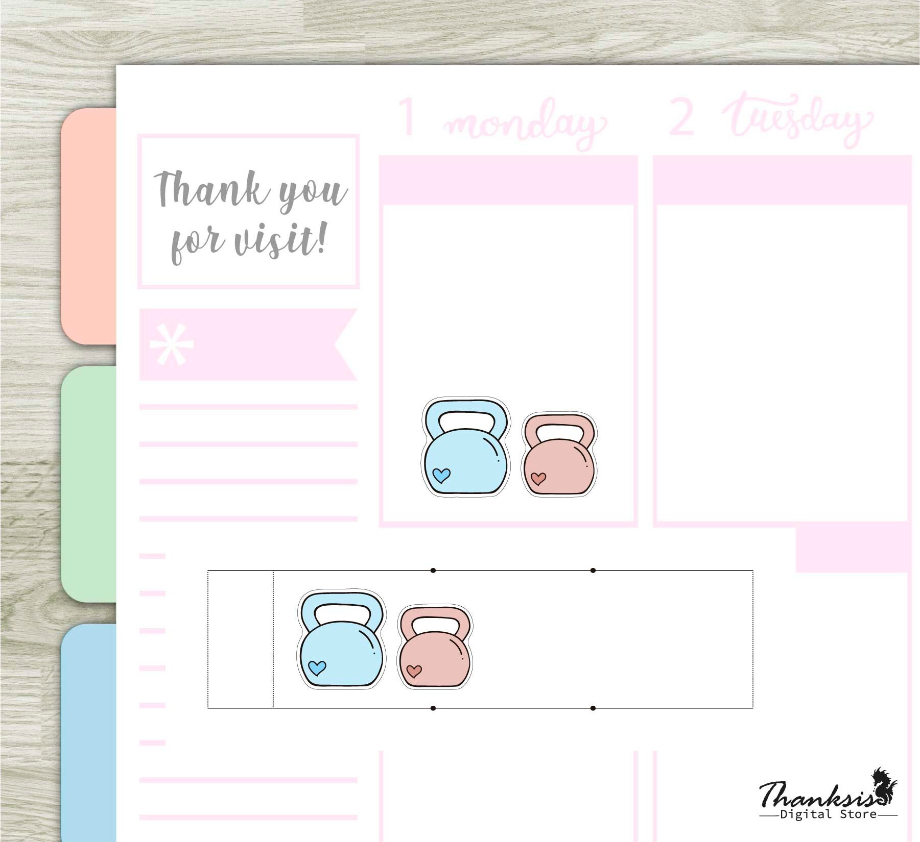 Doodle Fitness Printable Planner Stickers Erin Condren - Etsy