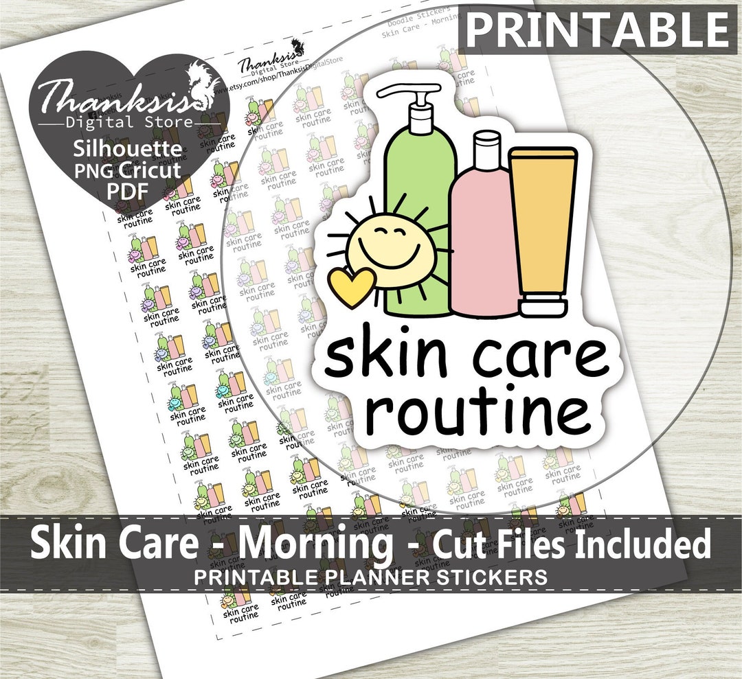Doodle Skin Care Printable Planner Stickers, Erin Condren Planner ...