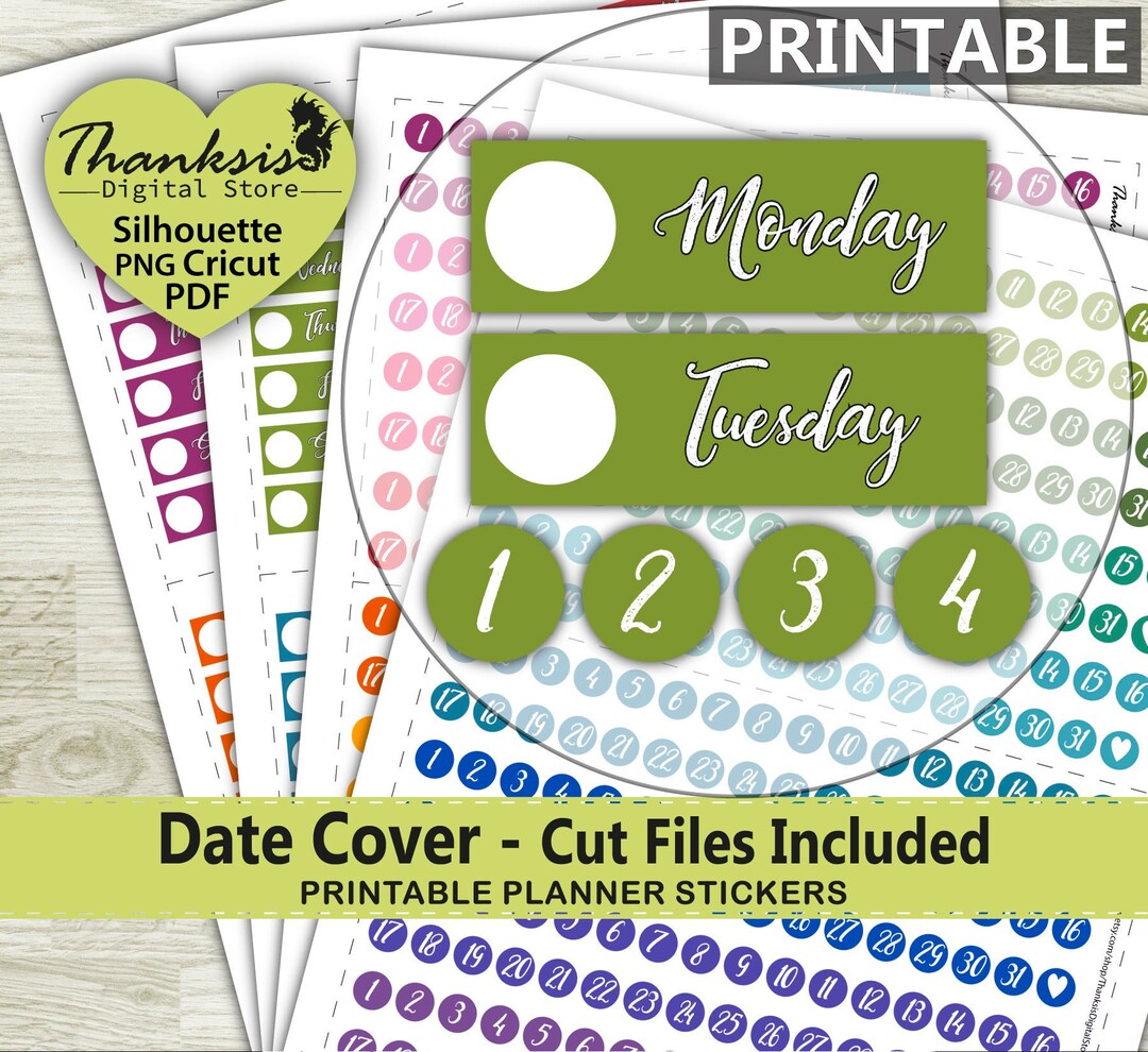 Date Cover Printable Planner Stickers, Erin Condren Planner Stickers ...