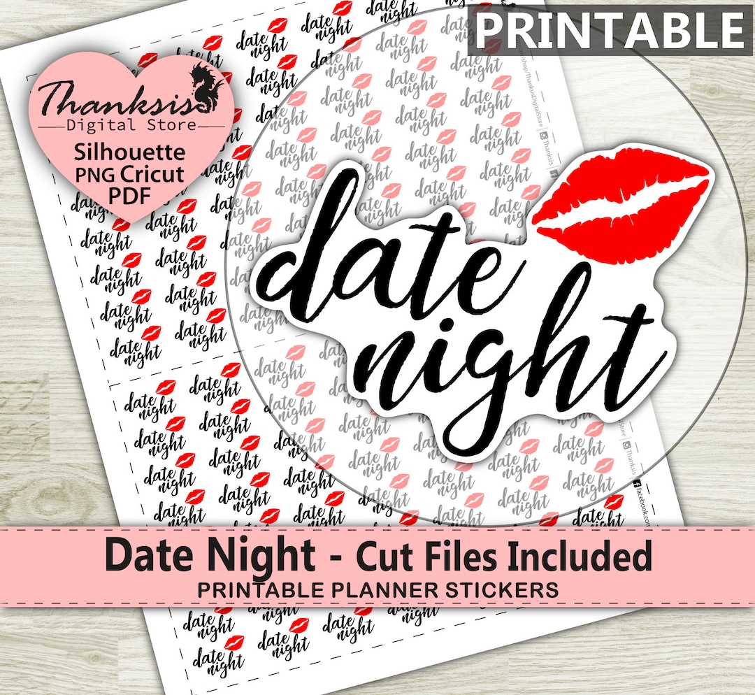 Date Night Printable Planner Stickers, Erin Condren Planner Stickers ...
