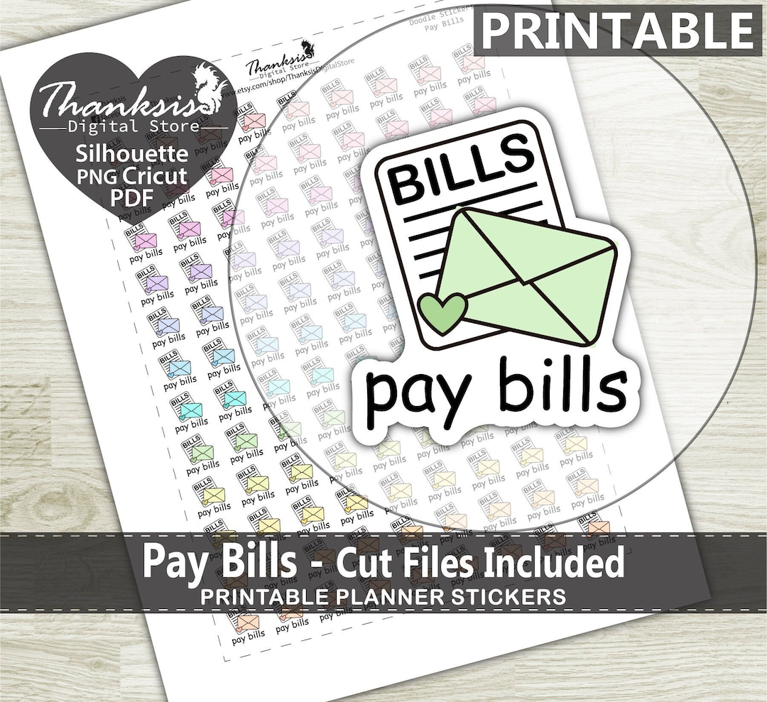 Doodle Pay Bills Printable Planner Stickers, Erin Condren Planner ...