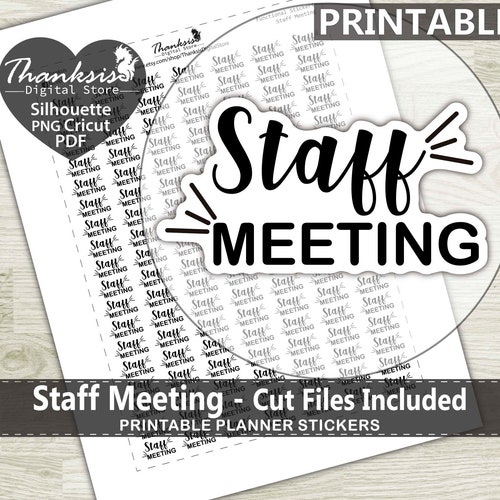 Staff Meeting Printable Planner Stickers Erin Condren Planner - Etsy