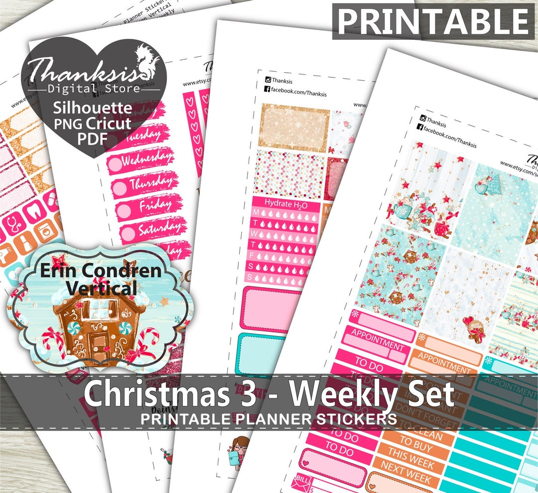 Christmas Printable Planner Stickers Erin Condren Planner - Etsy
