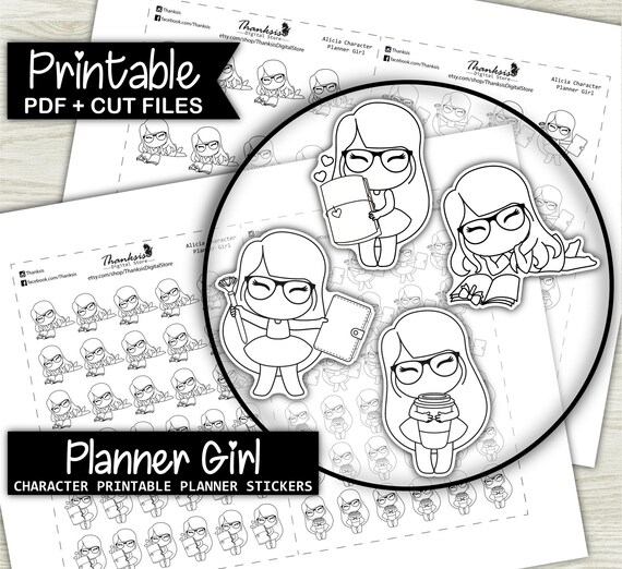 Planner Girl Printable Planner Stickers Character Printable | Etsy
