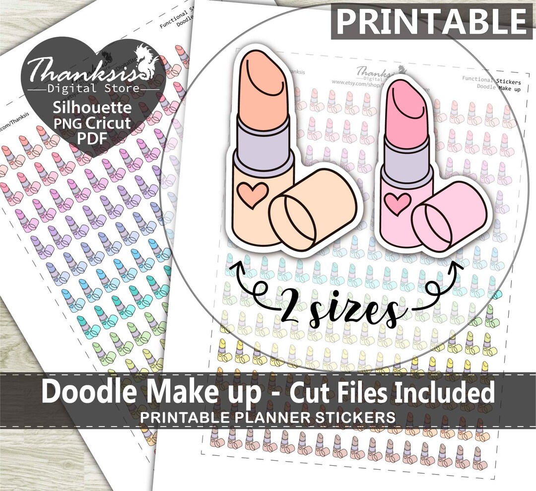 Doodle Make up Printable Planner Stickers Erin Condren - Etsy UK