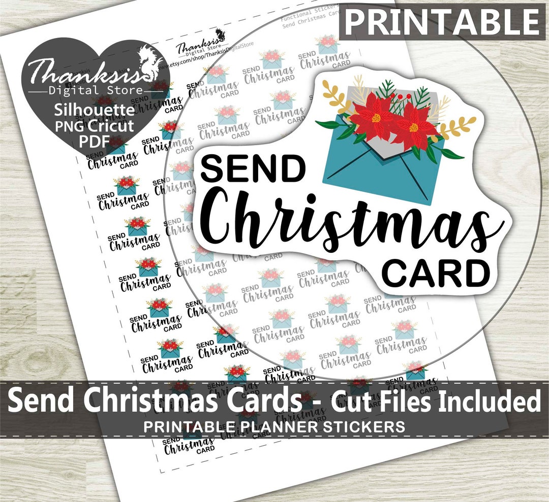 Send Christmas Cards Printable Planner Stickers, Erin Condren Planner ...