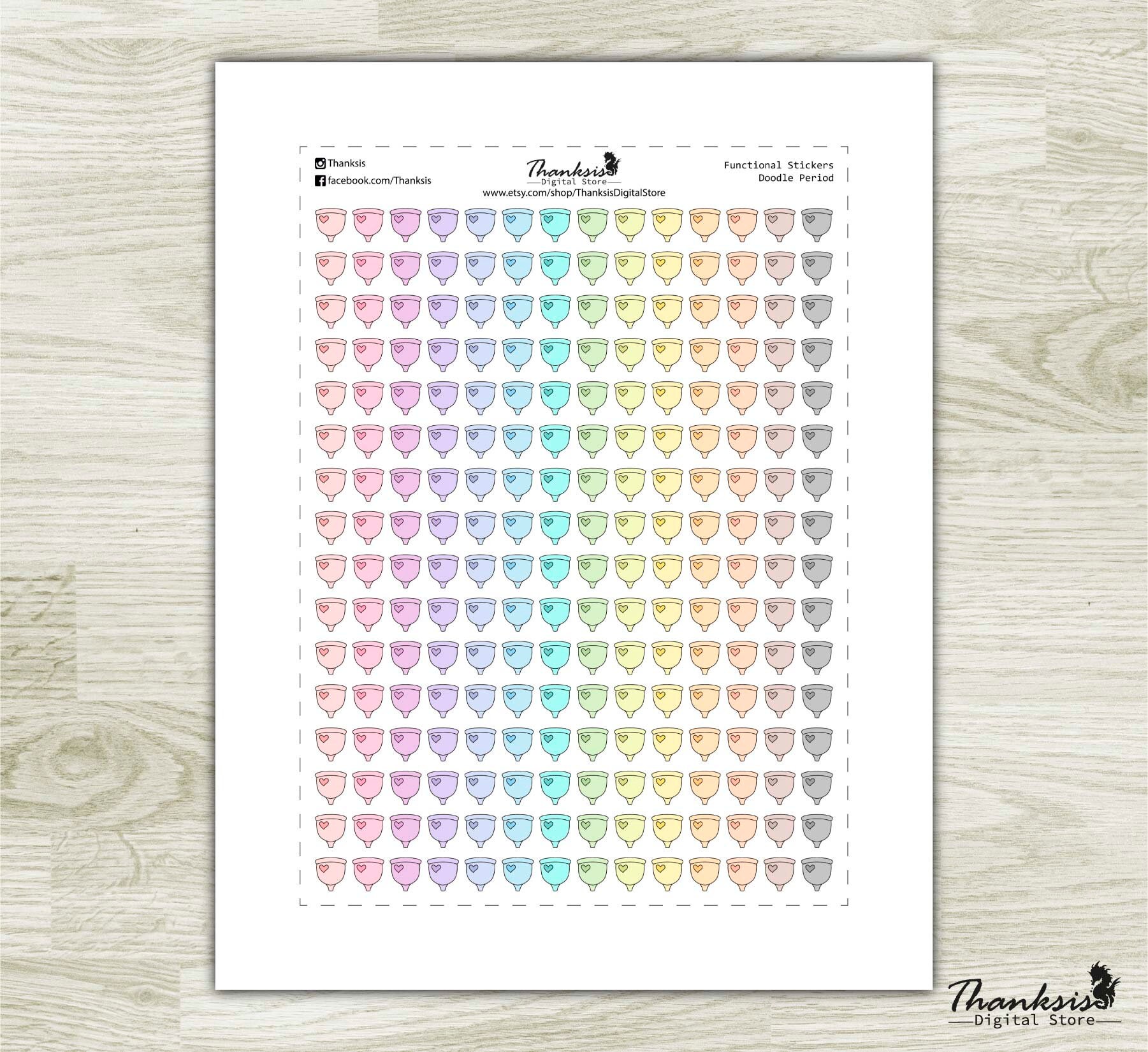 Doodle Period Printable Planner Stickers Erin Condren Planner | Etsy