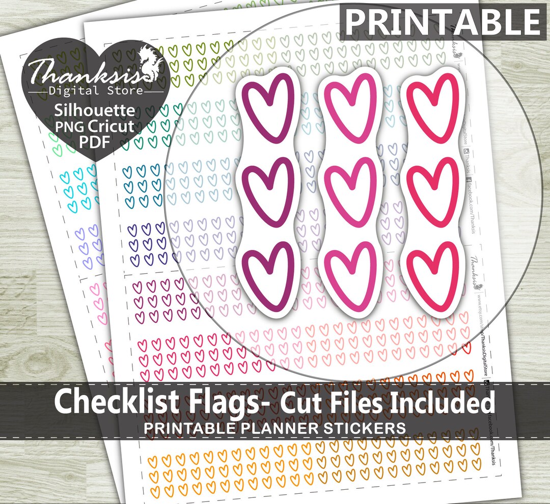 Checklist Flags Printable Planner Stickers, Erin Condren Planner ...