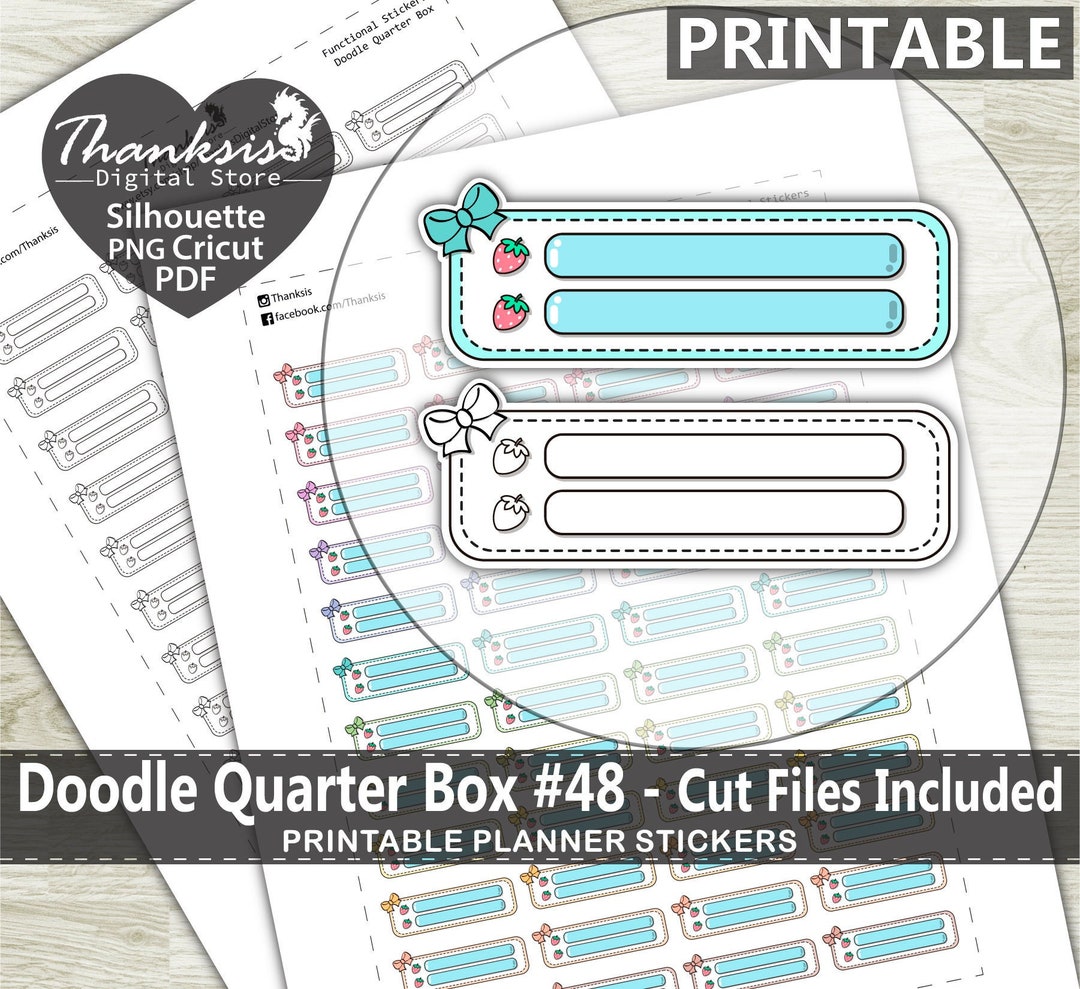 Doodle Quarter Box 48 Printable Planner Stickers Erin - Etsy