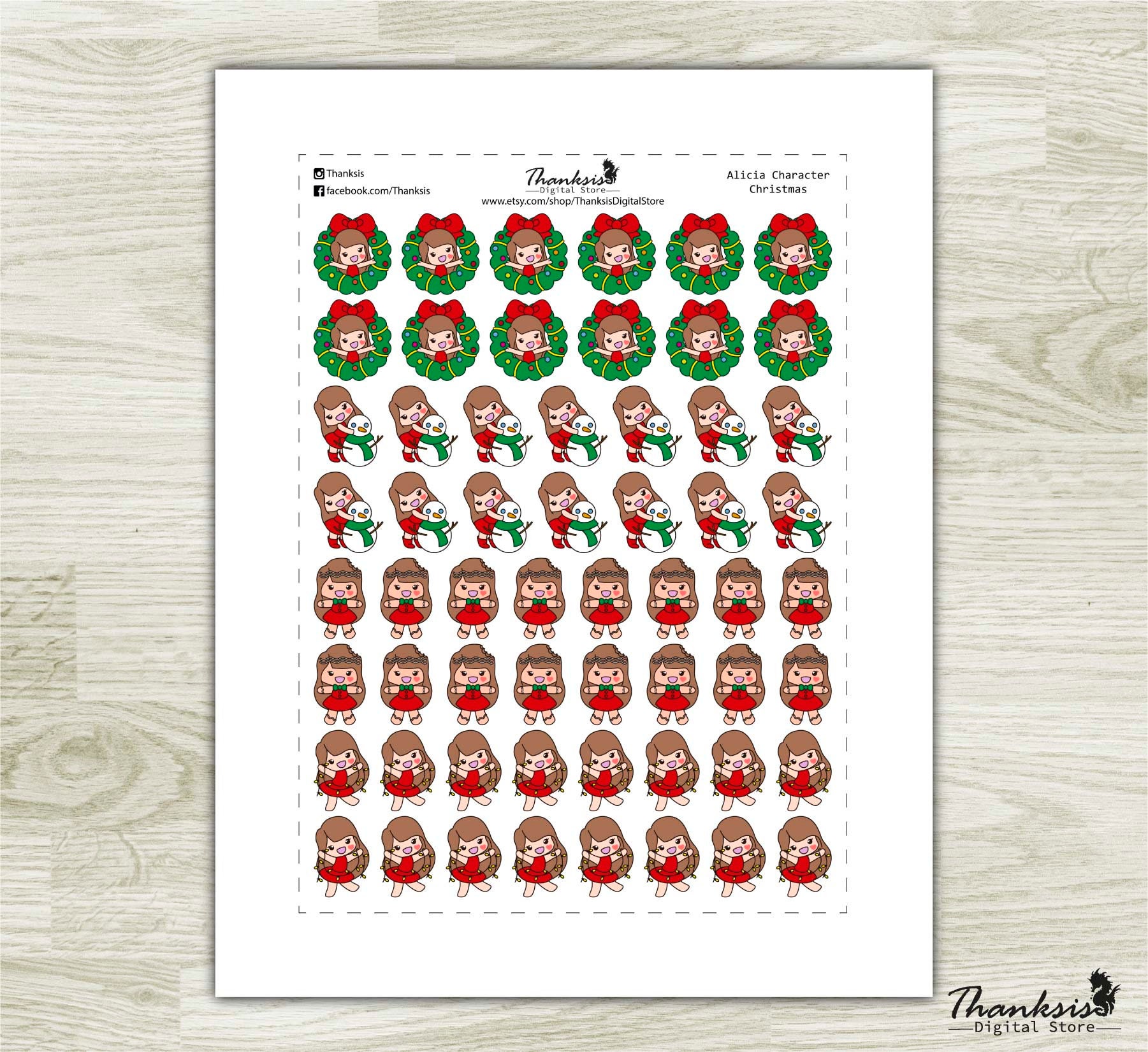 Christmas Printable Planner Stickers Character Printable | Etsy