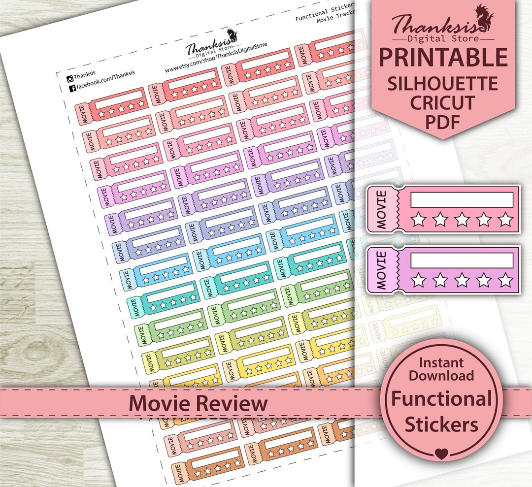 Movie Review, Doodle Printable Planner Stickers, Erin Condren Planner ...
