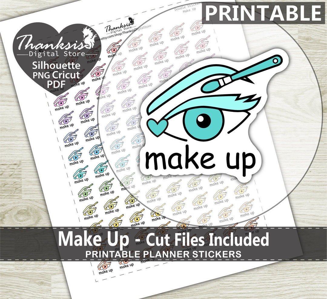 Doodle Make up Printable Planner Stickers Erin Condren - Etsy