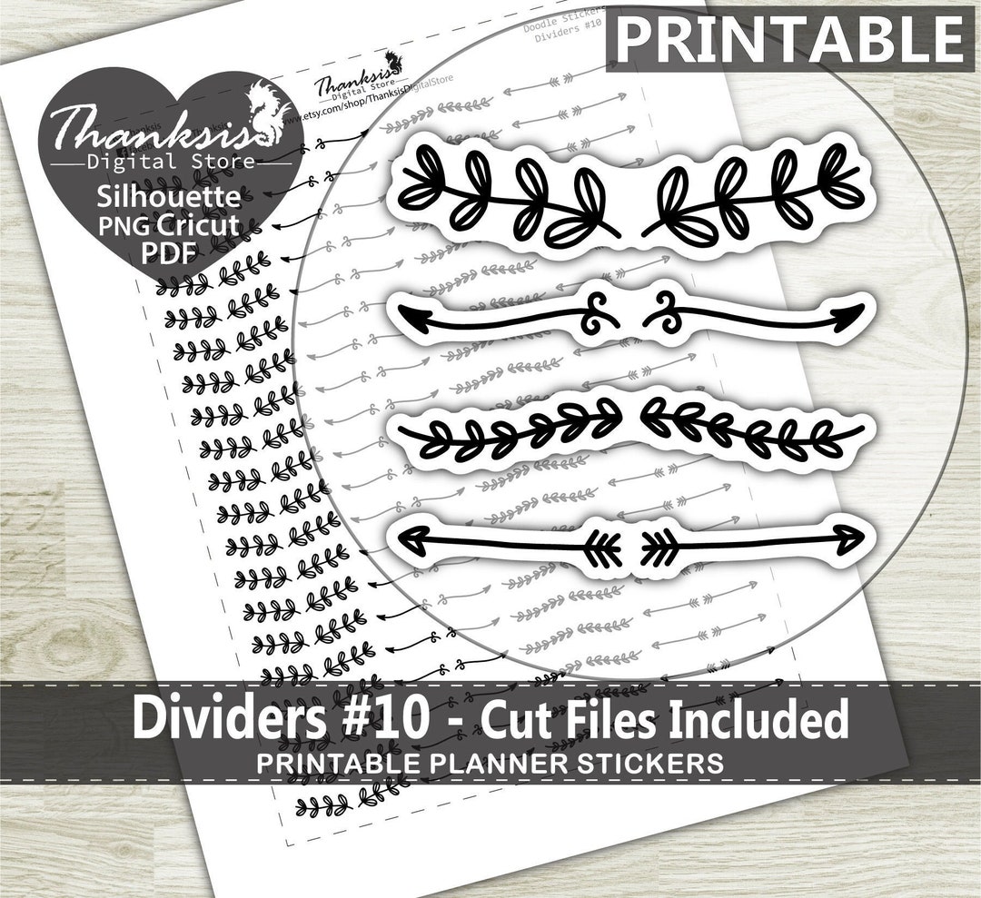 Doodle Dividers 10 Printable Planner Stickers, Erin Condren Planner ...