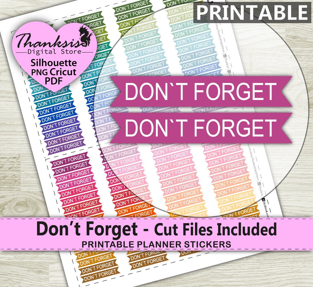 Don't Forget Printable Planner Stickers, Erin Condren Planner Stickers ...