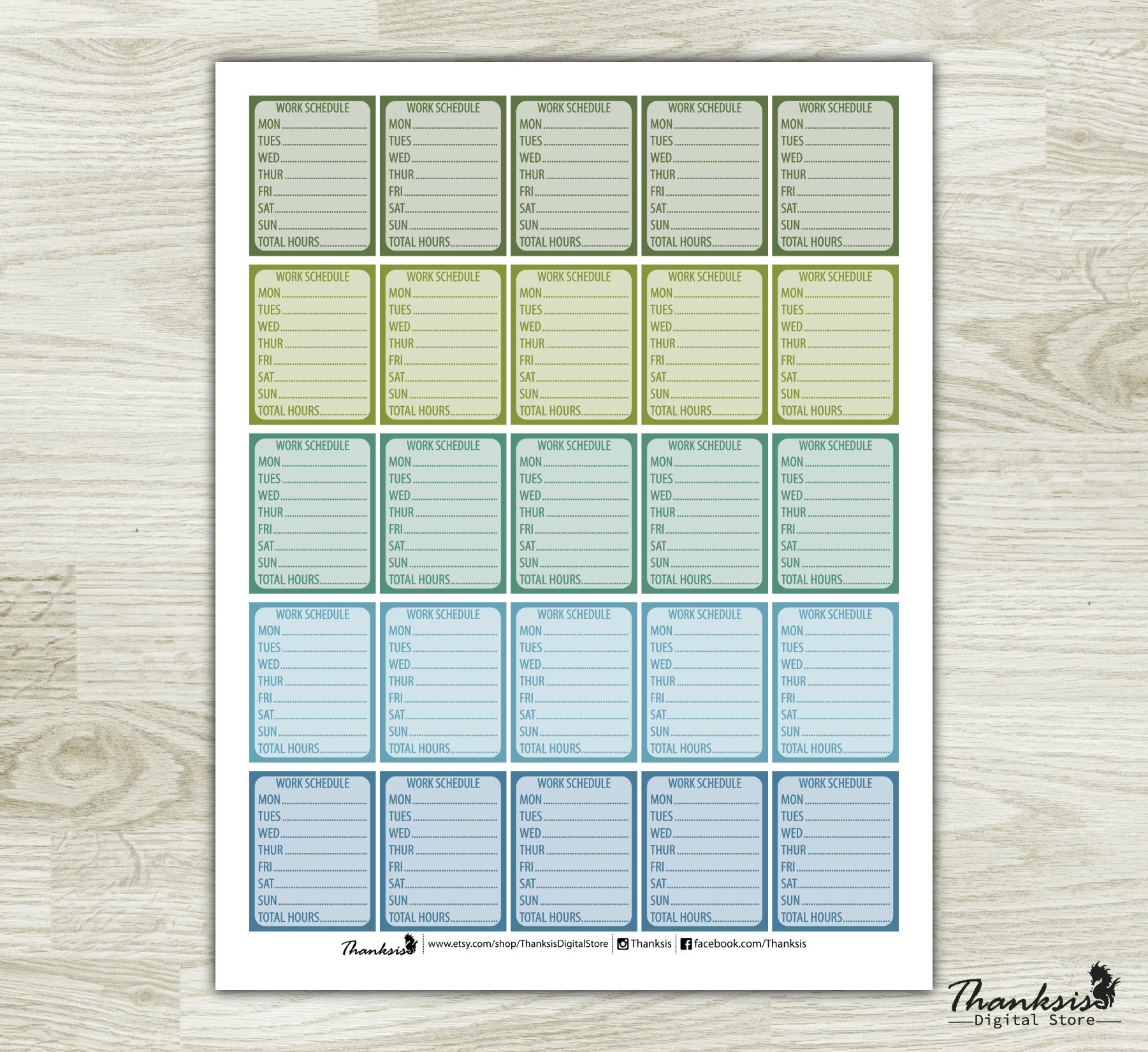 Work Schedule Box Printable Planner Stickers Erin Condren - Etsy