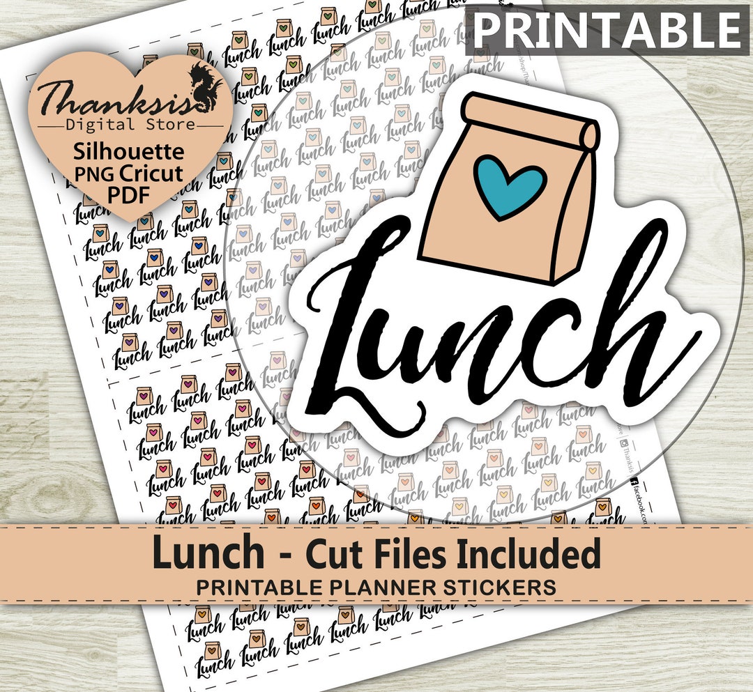 Lunch Printable Planner Stickers, Erin Condren Planner Stickers, Lunch ...