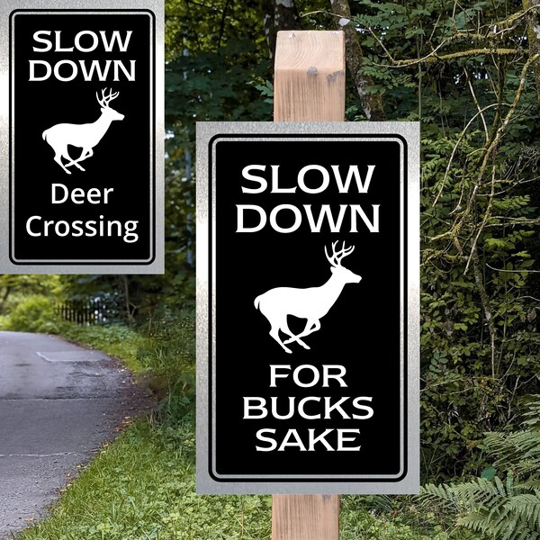 Slow Deer Crossing Sign - Etsy