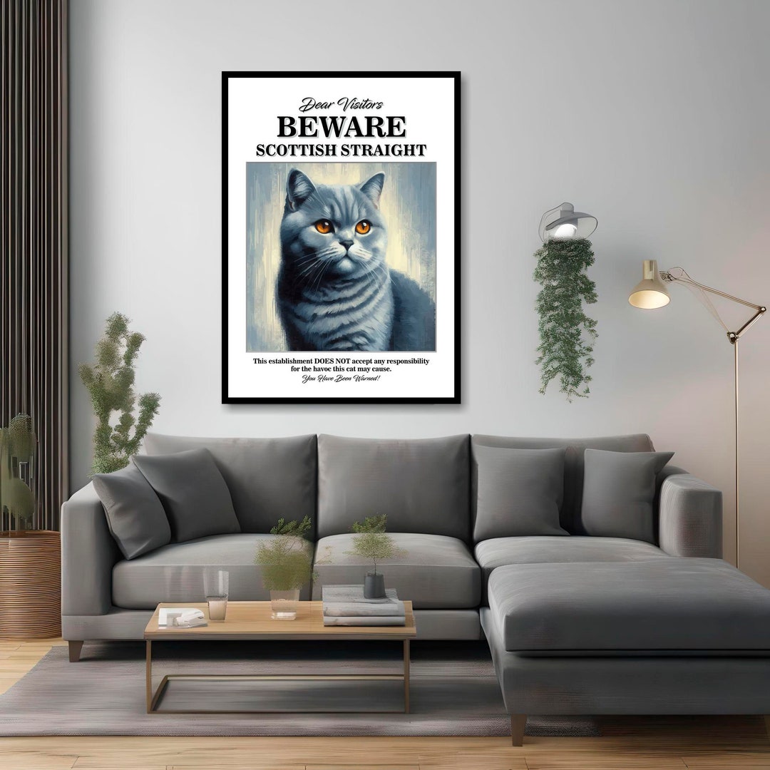 Scottish Straight Beware of the Cat Sign - Etsy