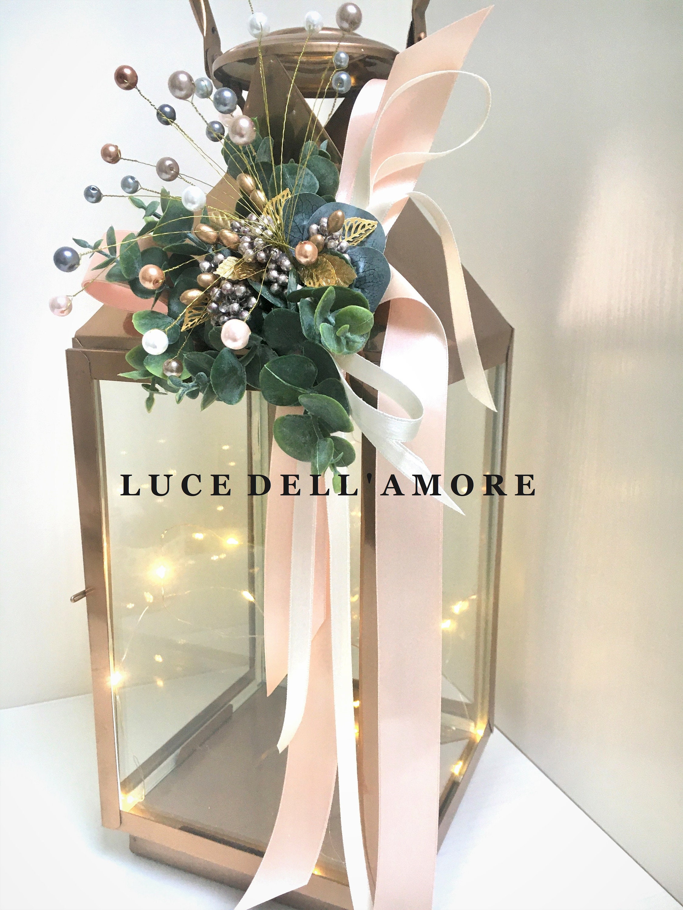 Blush and Champagne Lantern Topper - Etsy UK