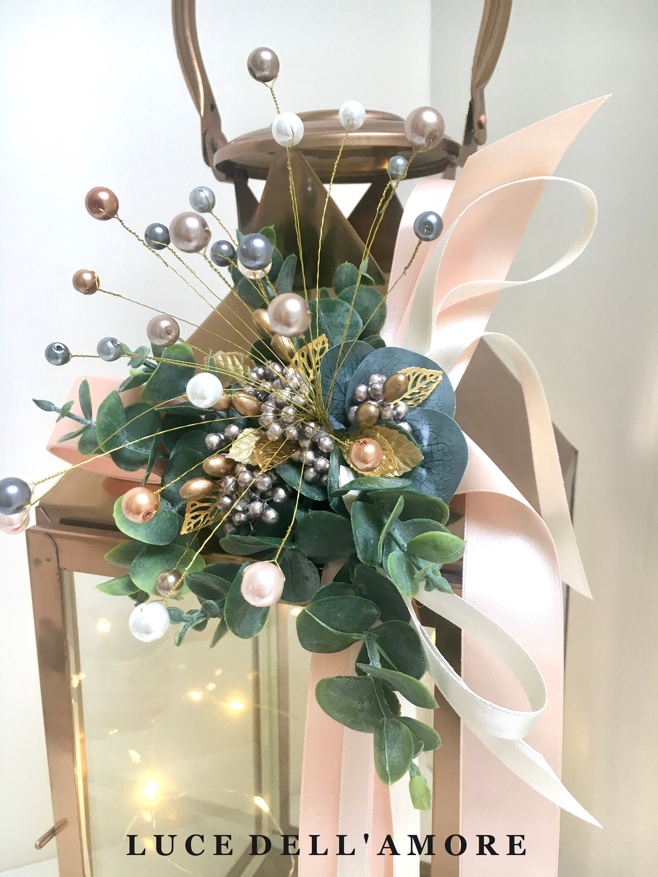 Blush and Champagne Lantern Topper - Etsy UK