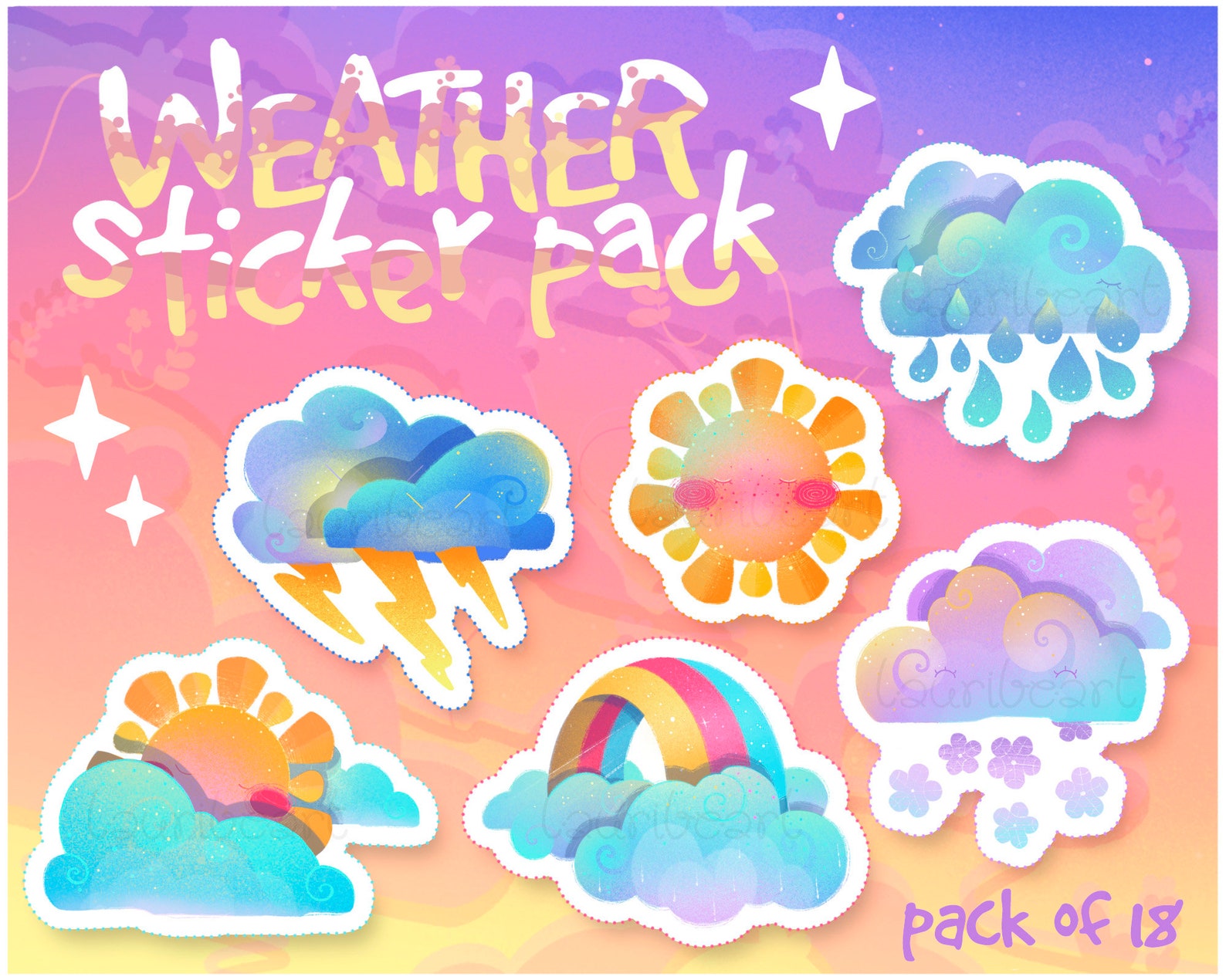 Weather Stickers Cute Weather Planner Stickers Scrapbook | Etsy