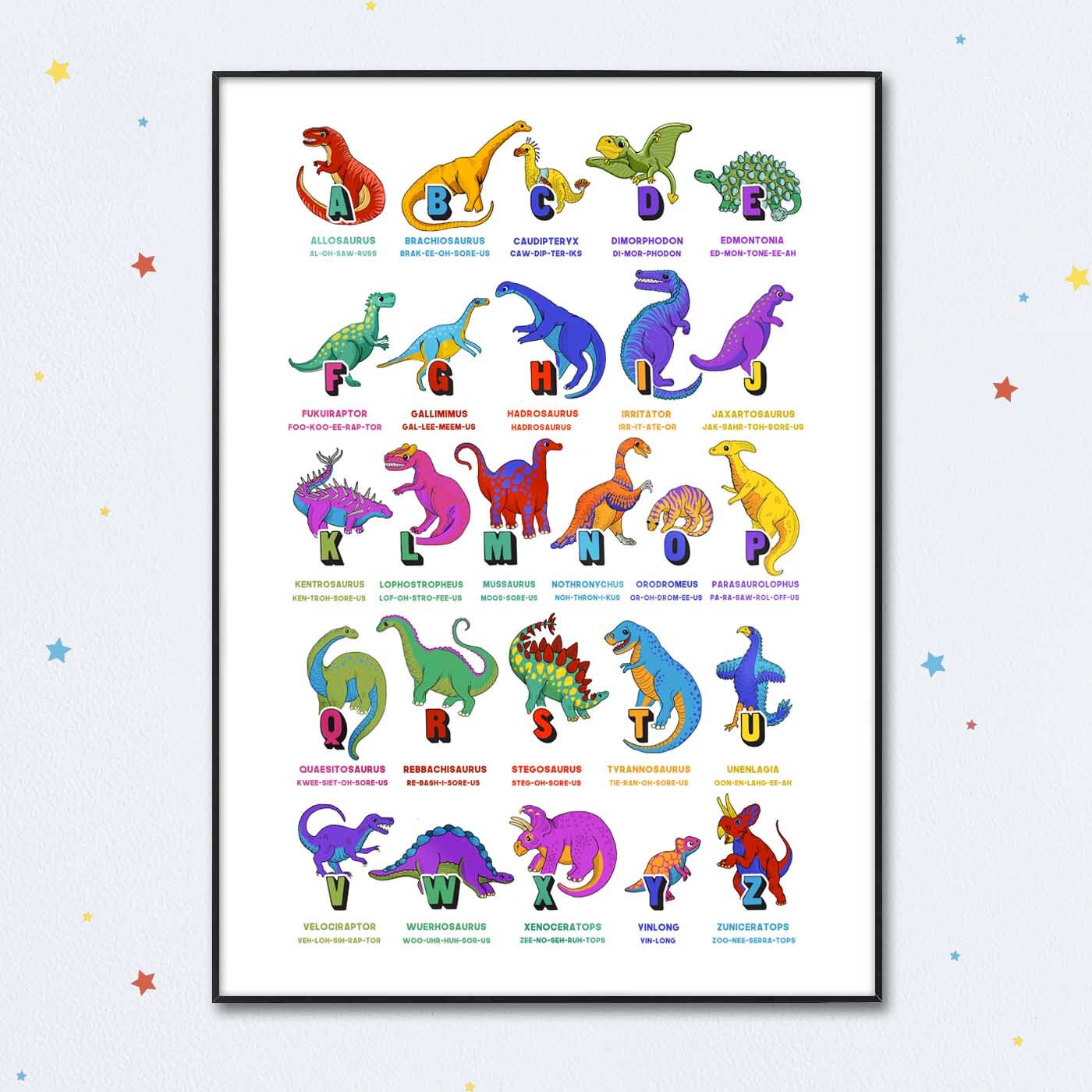 Dino Box A-Z Dinosaur Alphabet Poster - Etsy UK