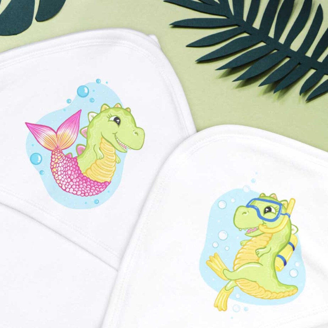 Dino Box Scuba Diver / Mermaid Dinosaur Baby Hooded Towels - Etsy