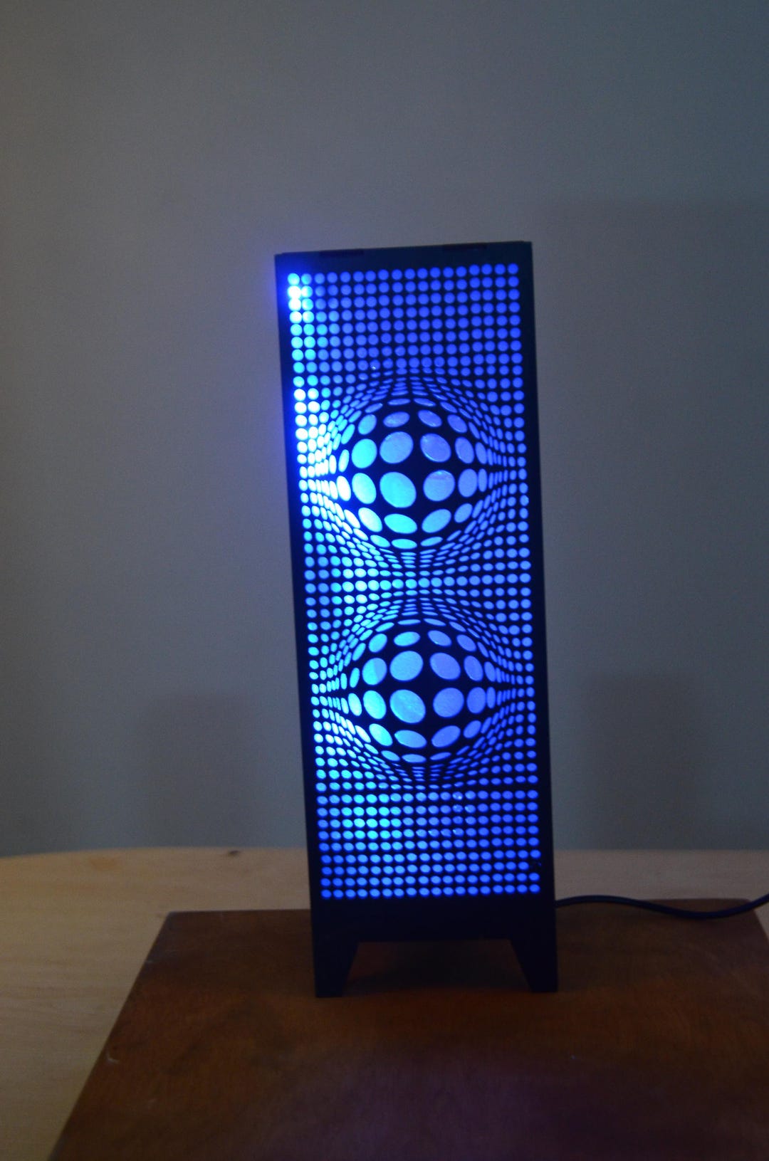 Illusion Style RGB LED Wooden Lamp – Optical Art Bluetooth Night Light ...