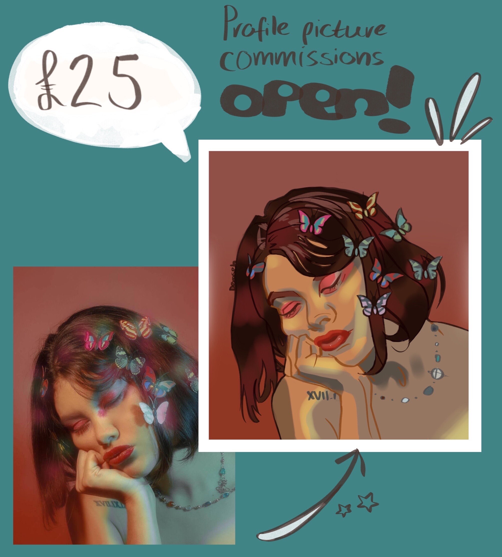 FULL COLOUR SHADING Custom Digital Portrait Commissions, Profile ...