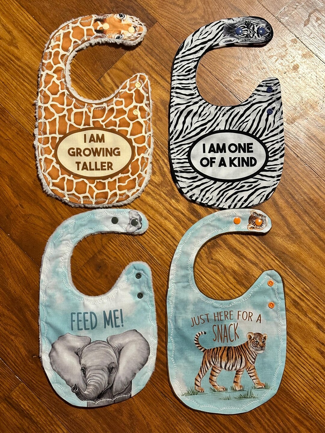 Jungle Themed Baby Bib and Burp Cloth Set: Zebra, Tiger, Giraffe ...