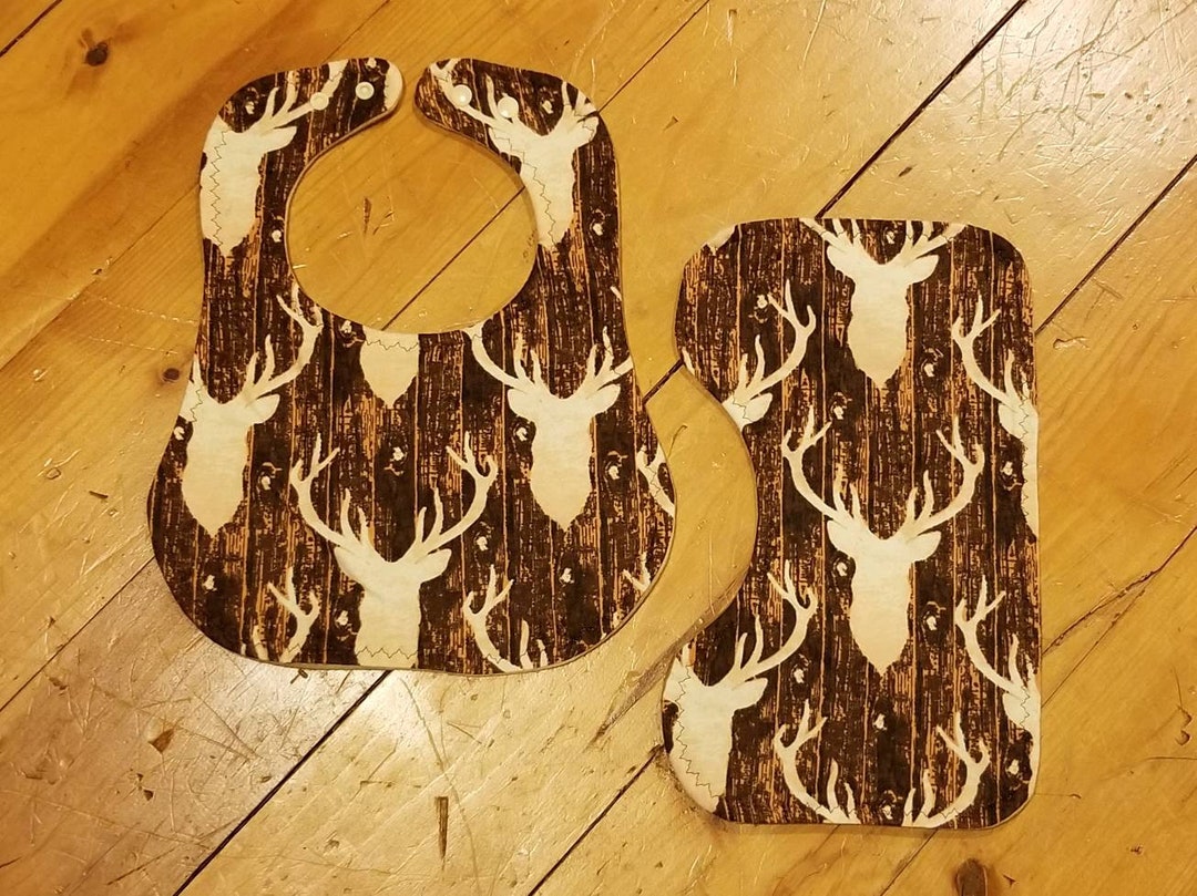 Buck Deer Head Baby Bib and Burp Cloth, Buck Bib, Buck Burp Cloth, Deer ...