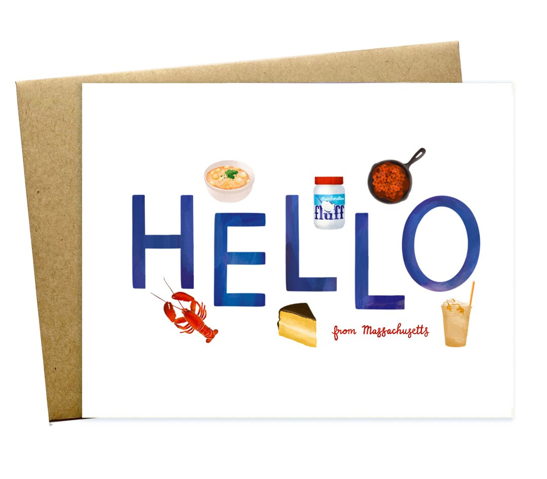 Hallo aus Massachusetts Karte - Etsy Österreich