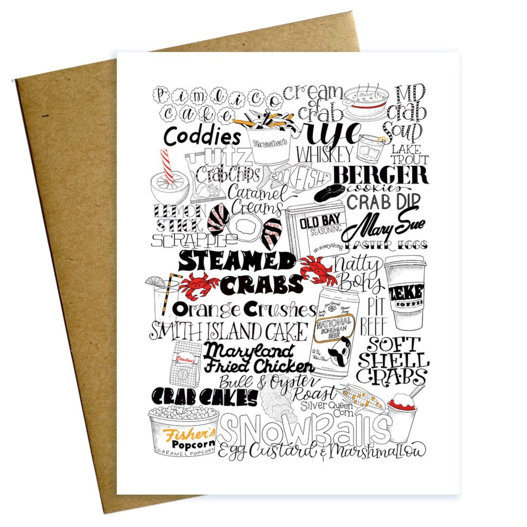Maryland Food Type Mashup Card - Etsy
